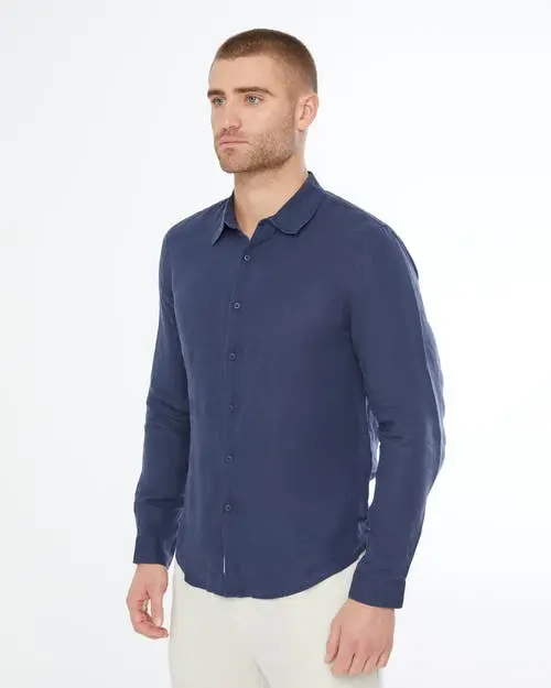 Onia Air Linen Long Sleeve Shirt - Deep Navy