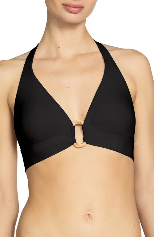 Robin Piccone Margot Ring Halter Bikini Top - Black