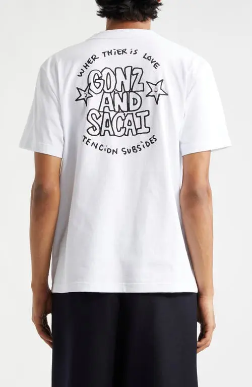 Sacai Mark Gonzales One Love Graphic T-Shirt In White - 60% Off