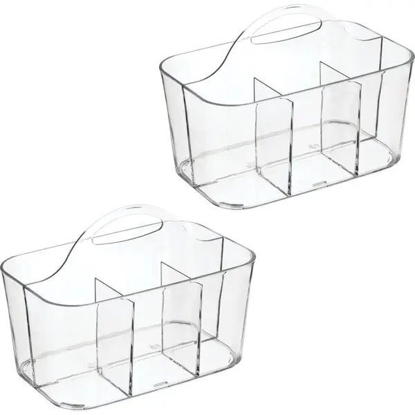 MDESIGN Midesign Small Plastic Divided Cosmetic Storage Organizer Caddy - Clear