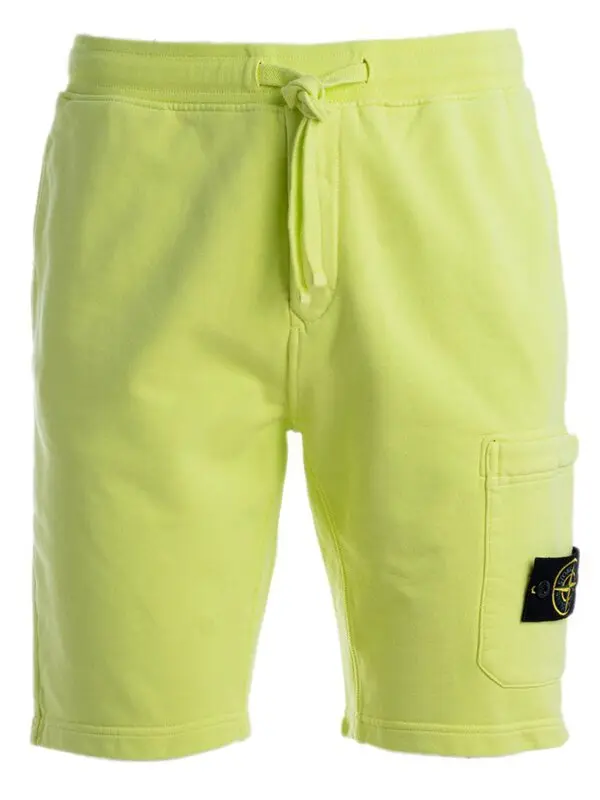 Stone Island Cotton Fleece Garment Dyed Shorts - Neon Green