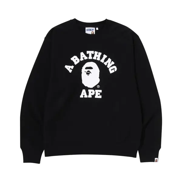 A BATHING APE College Relaxed Fit Crewneck - Black