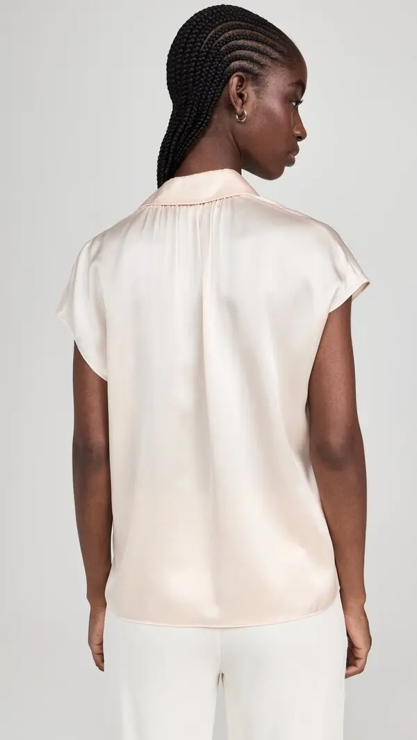 Vince Cap Sleeve Silk Satin Blouse - Chiffon