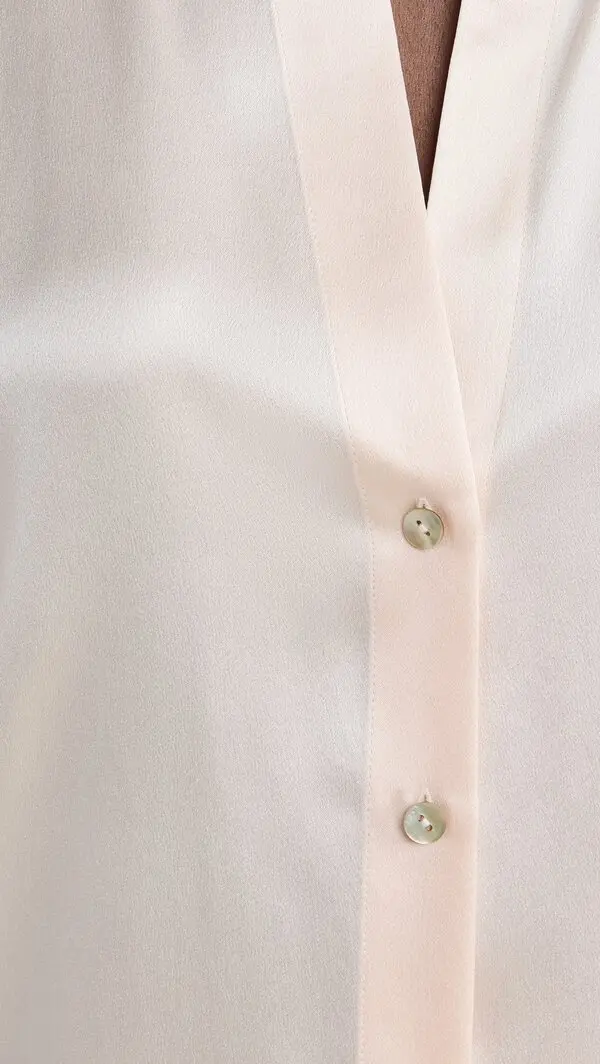Vince Cap Sleeve Silk Satin Blouse - Chiffon