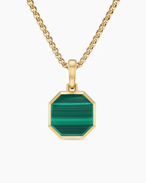 David Yurman Faceted Stone Amulet In 18k Yellow Gold With - Malachite