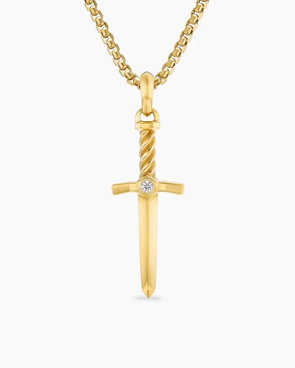 David Yurman 18k Yellow Gold Sword Amulet With - Diamond
