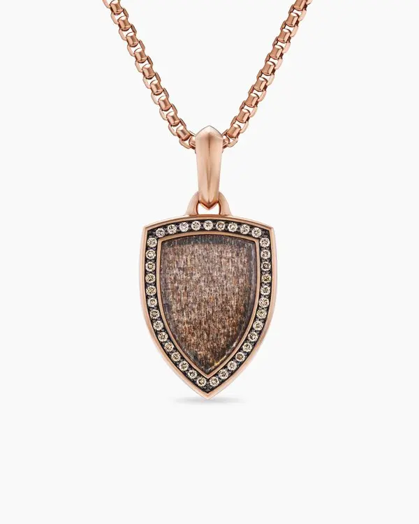 David Yurman 18k Rose Gold Shield Amulet With And Cognac Diamonds - Black Sun Stone