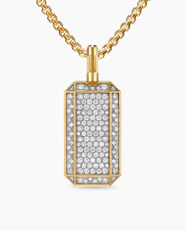 David Yurman 18k Yellow Gold Octagonal Tag - Diamond