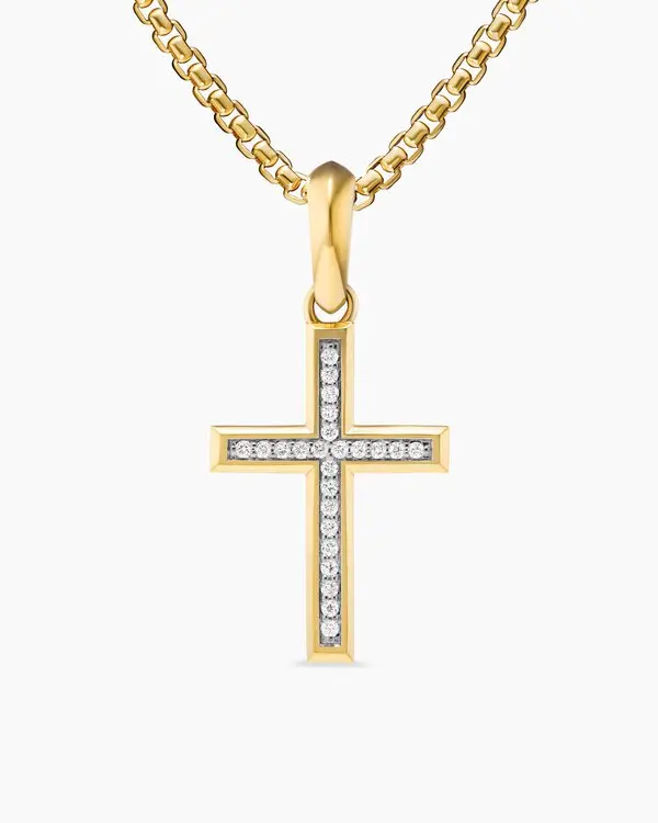 David Yurman Cross Pendant In 18k Yellow Gold With Diamonds - Diamond