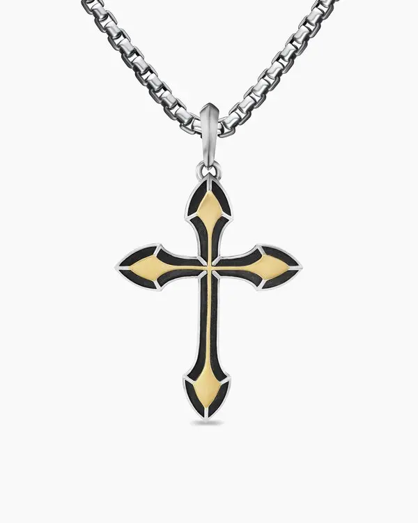 David Yurman Gothic Cross Pendant - Sterling Silver/18k Yellow Gold