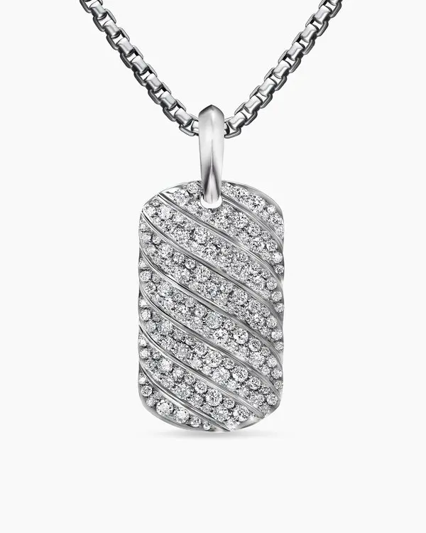 David Yurman Sculpted Cable Tag In With Diamonds - Diamond