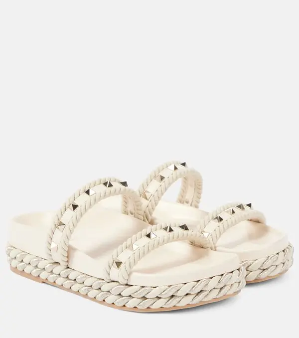 Valentino Garavani Rockstud Espadrille Sandals - White