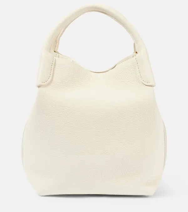 Loro Piana Bale Small Leather Shoulder Bag - White
