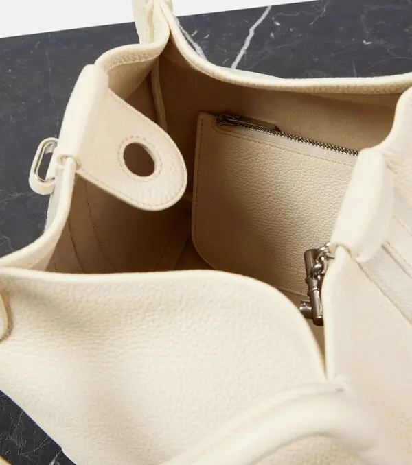 Loro Piana Bale Small Leather Shoulder Bag - White
