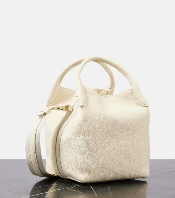 Loro Piana Bale Small Leather Shoulder Bag - White