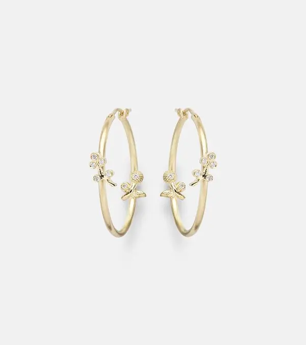 Ileana Makri 18kt Yellow Hoop Earrings With Diamonds - Gold