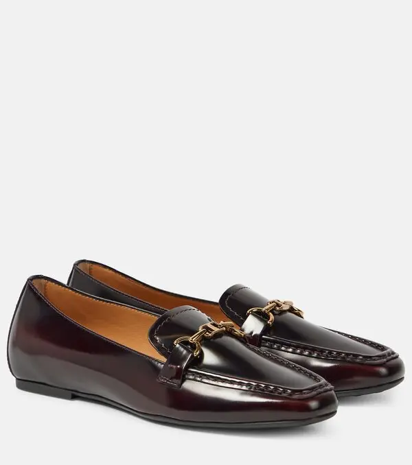 TOD'S Polished Leather Loafers - Purple