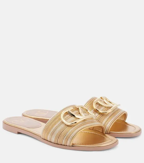 Valentino Garavani Vlogo Signature Leather Sandals - Metallic
