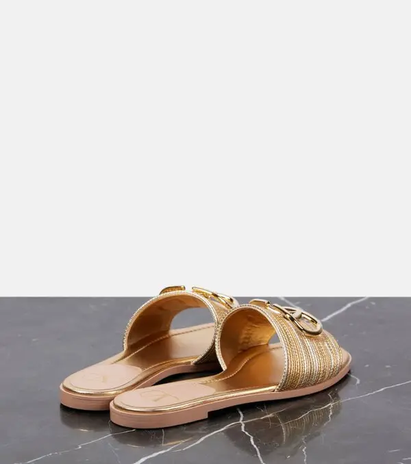 Valentino Garavani Vlogo Signature Leather Sandals - Metallic
