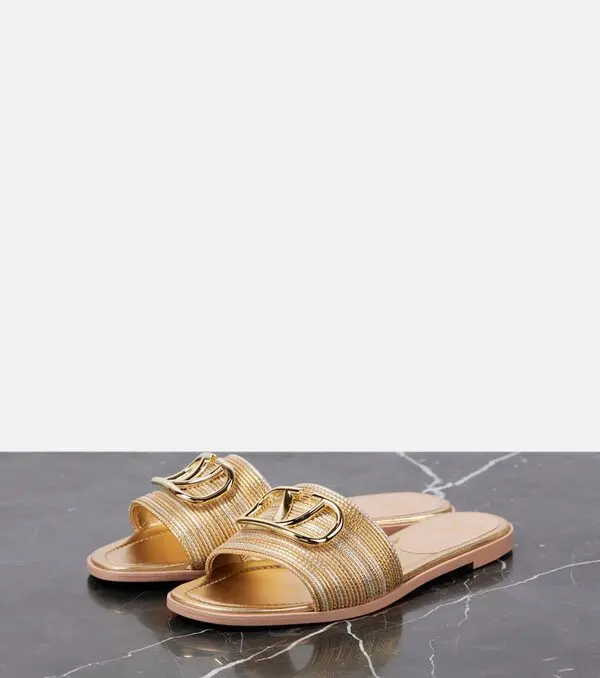 Valentino Garavani Vlogo Signature Leather Sandals - Metallic