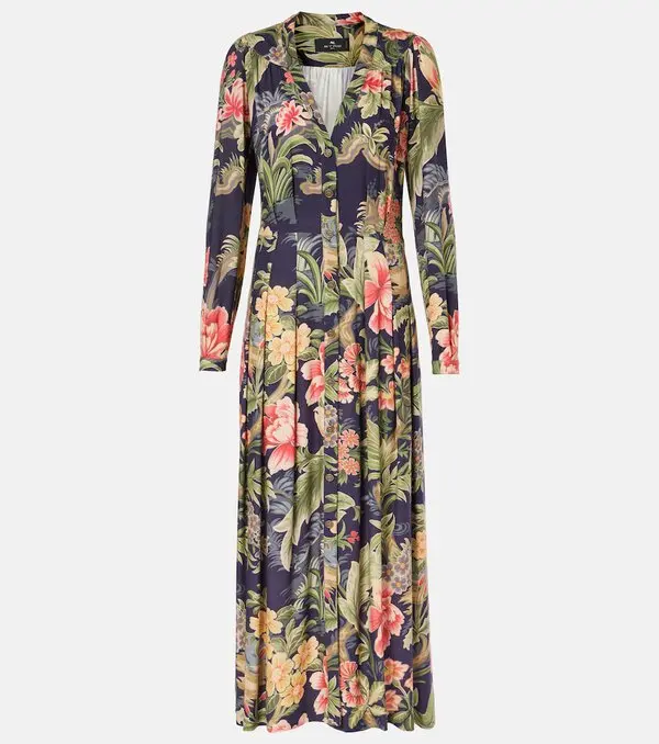 Etro Jersey And Fil Coupé Jacquard Maxi Dress - Multicoloured