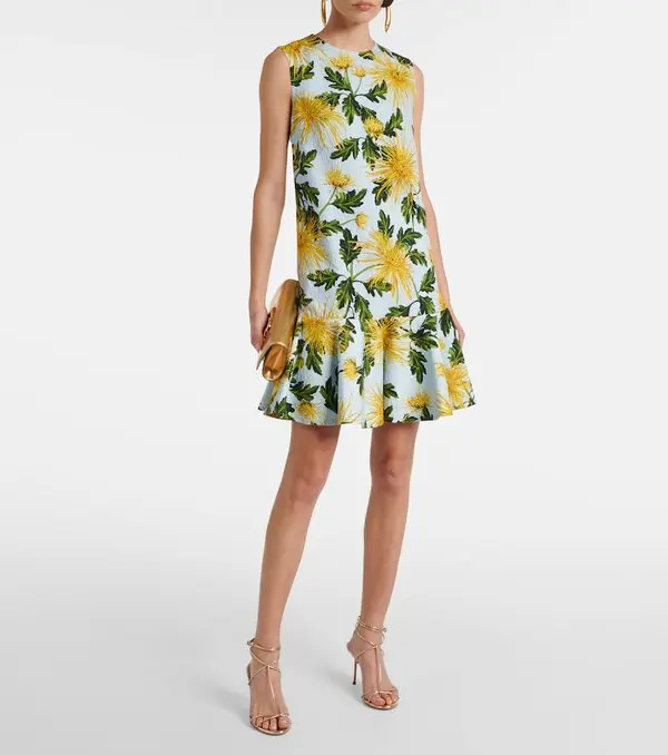 Oscar De La Renta Chrysanthemum Cotton-blend Minidress