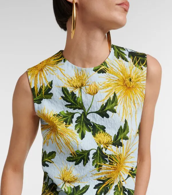 Oscar De La Renta Chrysanthemum Cotton-blend Minidress