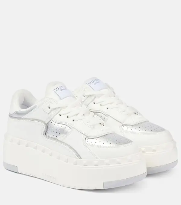 Valentino Garavani Freedots Xl Leather Platform Sneakers - White