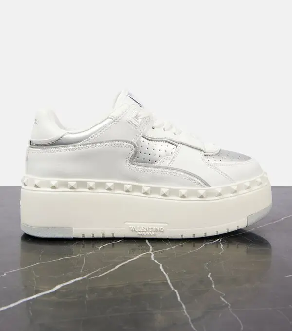 Valentino Garavani Freedots Xl Leather Platform Sneakers - White