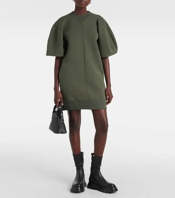 Sacai Sponge Jersey And Twill Minidress