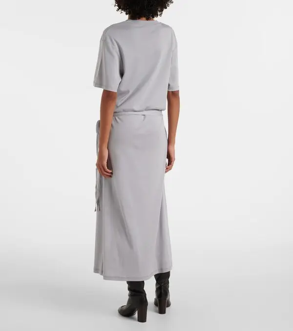 LEMAIRE Belted Cotton Jersey Midi Dress - Blue
