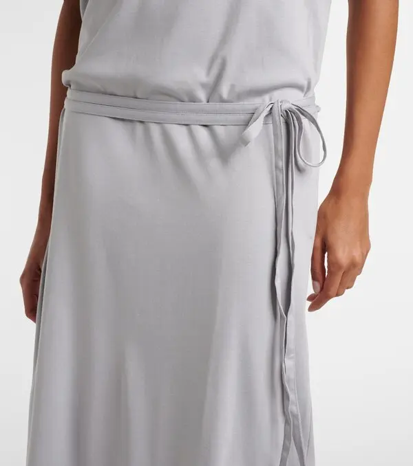 LEMAIRE Belted Cotton Jersey Midi Dress - Blue