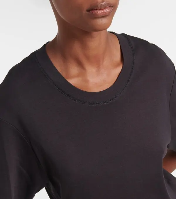 LEMAIRE Belted Cotton Jersey Midi Dress - Black