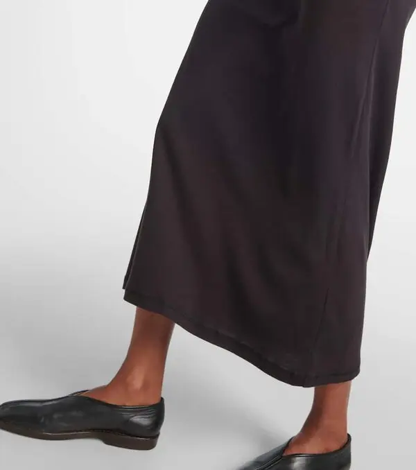 LEMAIRE Belted Cotton Jersey Midi Dress - Black