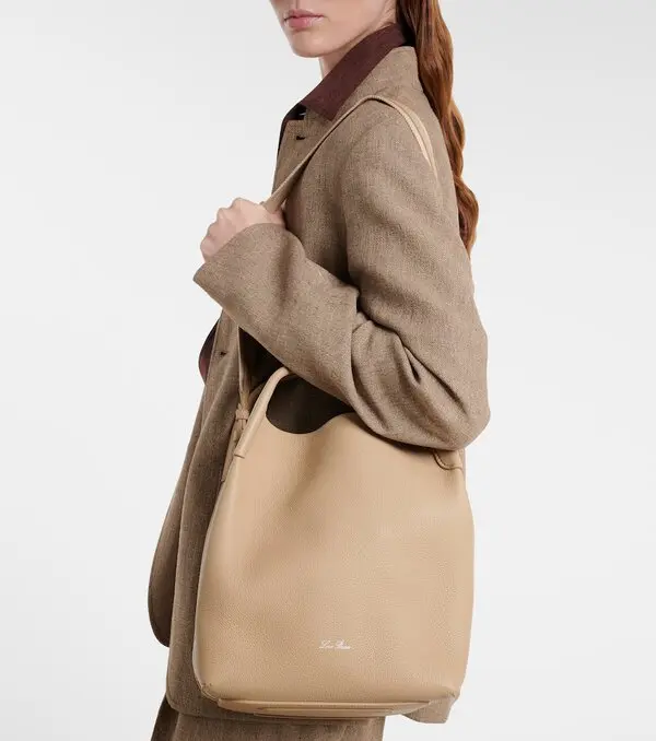 Loro Piana Bale Large Leather Shoulder Bag - Beige