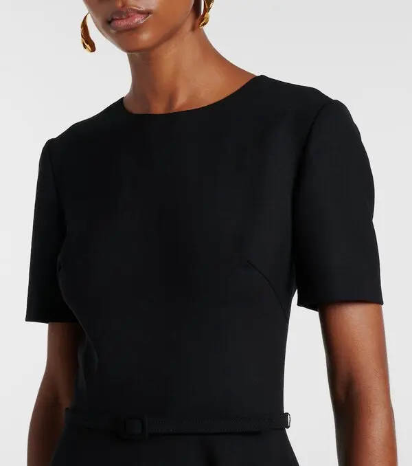 Oscar De La Renta Asymmetric Wool-blend Midi Dress - Black