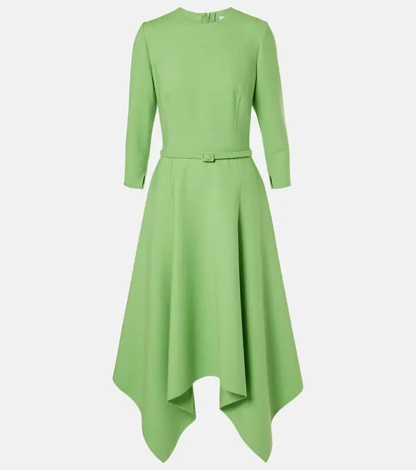 Oscar De La Renta Asymmetric Wool-blend Midi Dress - Green