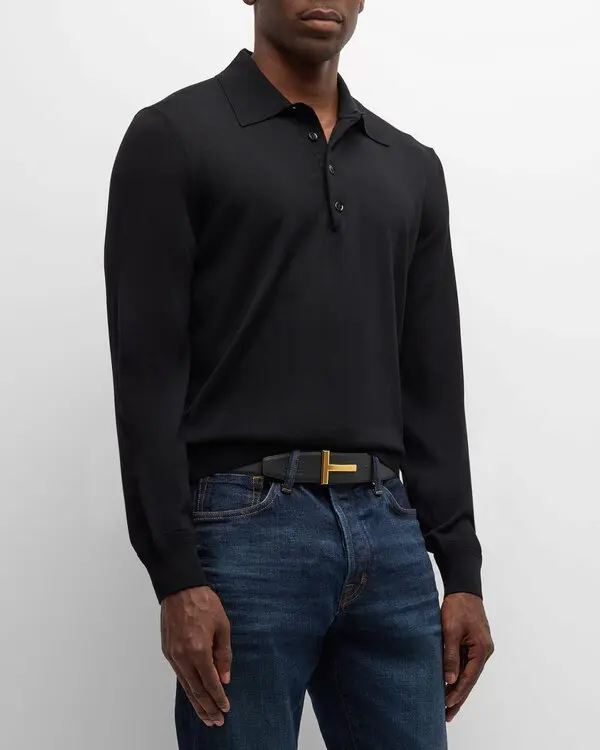 TOM FORD Fine-gauge Wool Polo Sweater - Black