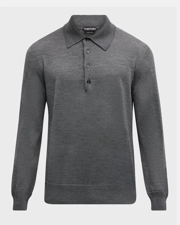 TOM FORD Fine-gauge Wool Polo Sweater - Light Charcoal