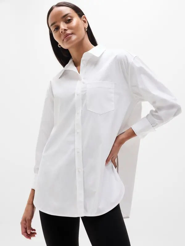Athleta Midday Relaxed Poplin Shirt - Bright White