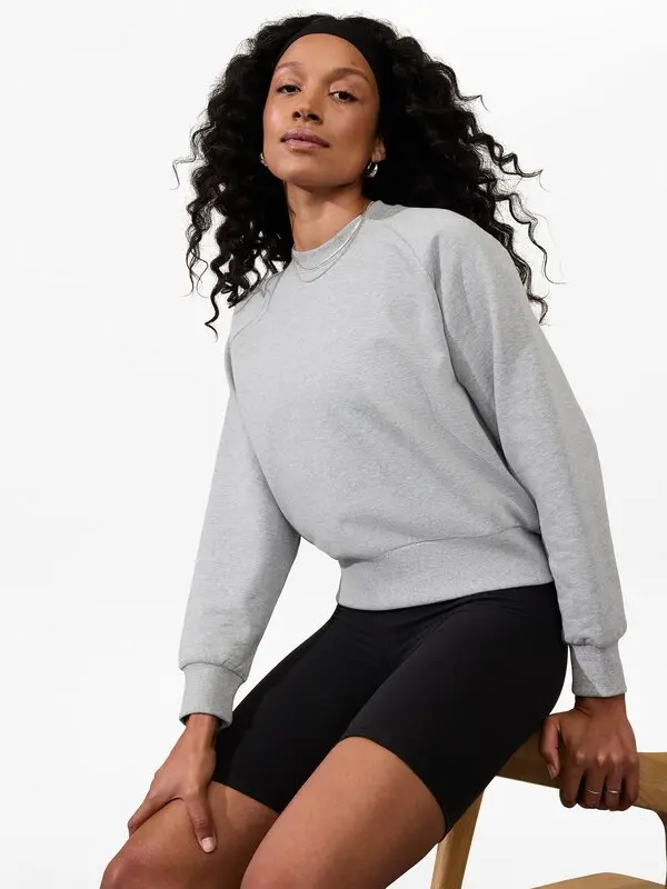 Athleta Relaxed Fleece Crewneck Sweatshirt - Grey