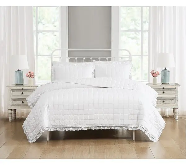 THE FARMHOUSE BY RACHEL ASHWELL Ruffled Twin/tx L Quilt Set - One-color