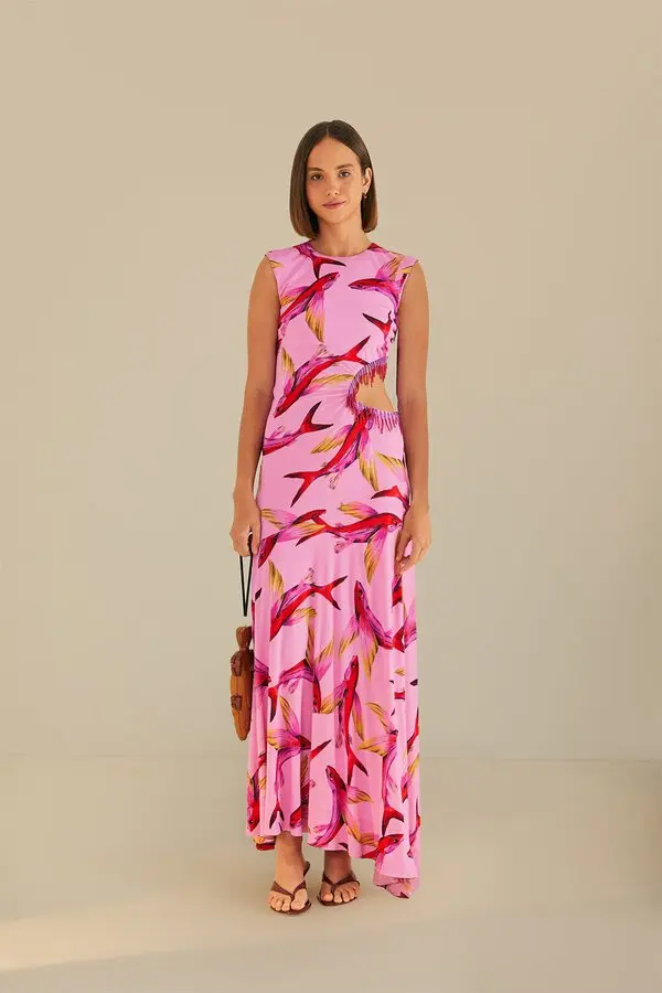 Farm Rio Active Flying Fish Cut-Out Dress - Flying Fish Pink | Editorialist