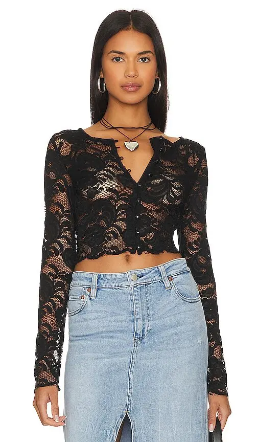 Superdown Elowen Lace Top - Black