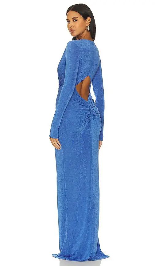 Katie May Long Sleeve Ruched Cut Out Gown