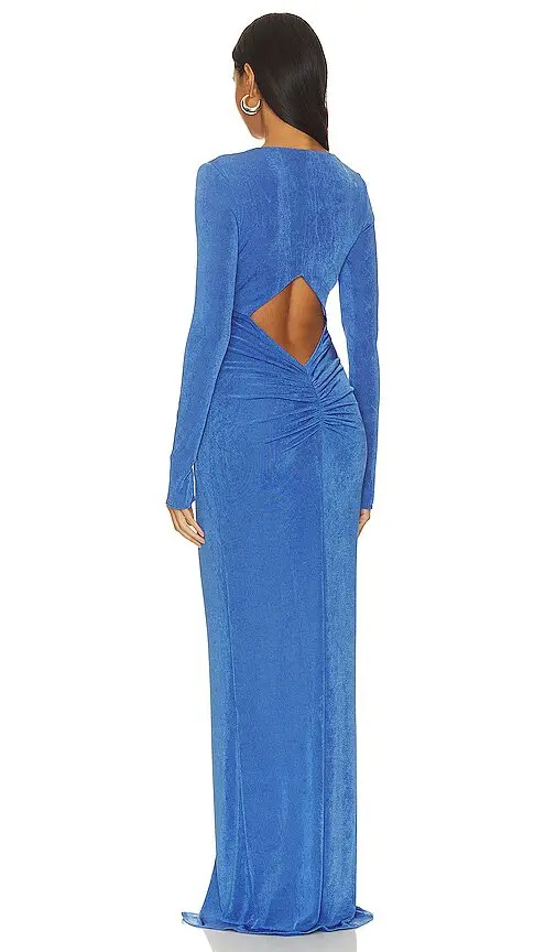 Katie May Long Sleeve Ruched Cut Out Gown