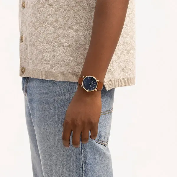 COACH Elliot Watch, 41mm - Saddle/navy