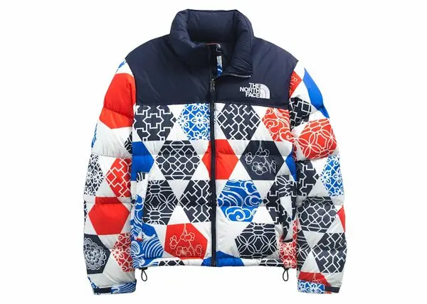The North Face Printed 1996 Retro Nuptse Jacket - Blue Ic Geo Print