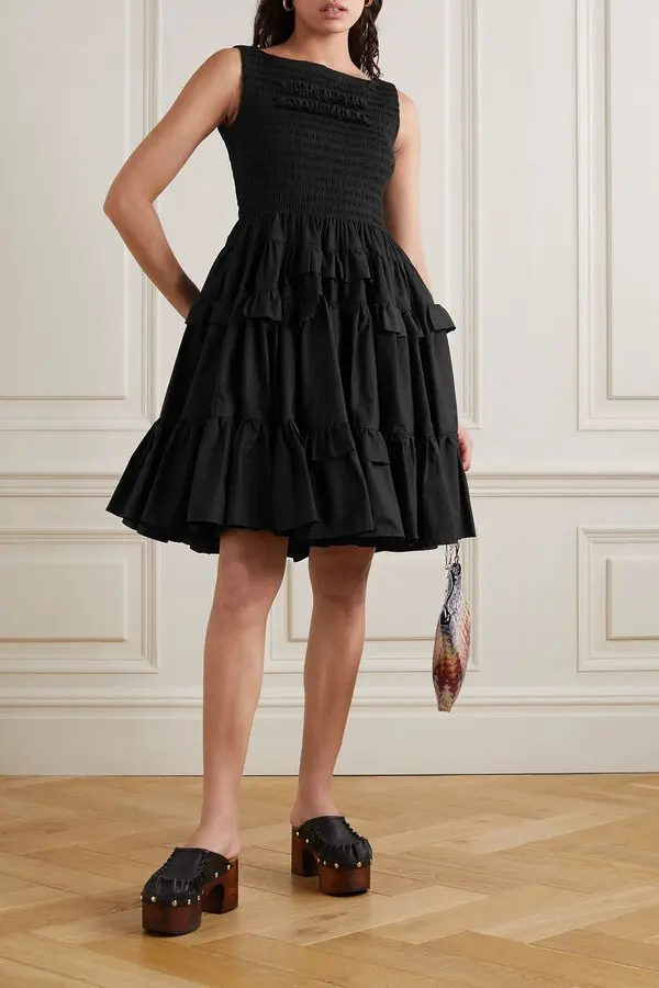 mini black tank dress Organic Cotton Black Fitted Mini Tank Dress with Hood and Pockets M / Organic Cotton Interlock Jersey