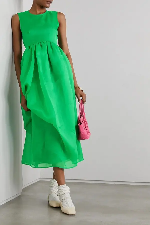 Cecilie Bahnsen Fang Silk-Organza Midi Dress In Green - 80